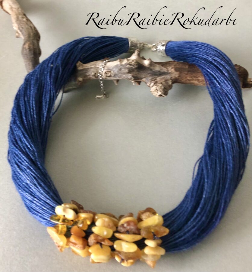 Zila lina diega rotu komplekti ar dzintariem! - Dzintara rotas un rotu ...